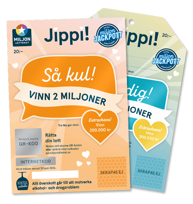 Miljonlotteriets lotter | Vinstchans på upp till 10 miljoner